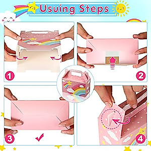 Nezyo 24 Pack Rainbow Party Favor Boxes Cloud Treat Decorations Favors Kraft Paper Goodie with Handles Candy Goodies Gift for Kids Birthday Baby Shower Supplies
