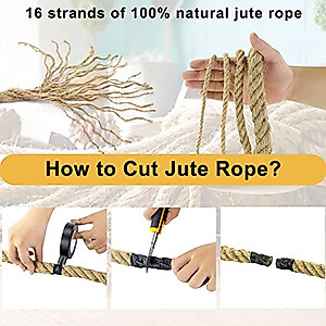 Rope 1/4inch×50feet（6mm×15m） - Jute Rope Natural Hemp Rope for Indoor and Outdoor Gardening,Crafts,Climbing, Nautical Bundling, Railings,Home Decorating,Hammock,Moisture-Proof String