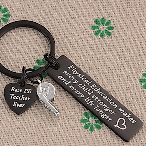 AHAETH Pe Teacher Appreciation Gifts Keychain For Women Men Male From Student Pe Whistle Charm Keyring Thank You Gym Teachers Best P E Coach Pe Keychain