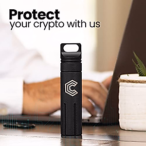 CryptoPod Ledger Nano Case - Fits Nano S/X/S Plus & Yubikey USB - Aluminum Alloy, Fire Resistant & Waterproof - Protective Cold Wallet Storage for Cryptocurrency Device Storage (Black)