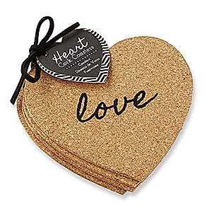 Kate Aspen Heart Cork Coasters, Set of 4