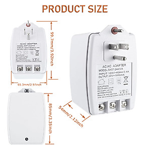JAMHER 16.5 Volt Doorbell Transformer 16.5VAC 40VA 2424mA Plug in Transformer with PTC Fuse Compatible with Nest Ecobee Sensi and Honeywell Thermostat and All Versions of Ring Doorbell