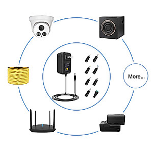 30W Universal AC/DC Adapter Switching Power Supply with 8 Selectable Adapter Plugs, for 3V 4.5V 5V 6V 7.5V 9V 12V Household Electronics and LED Strip - 2000mA Max