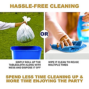 Sonluma 12 Pack 108" X 54" White Premium Disposable Plastic Tablecloth for 8ft Long Rectangle Tables, Waterproof Covers for Indoor or Outdoor Events & Parties