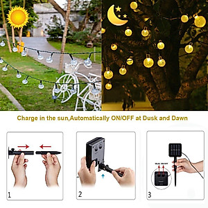TuoPuLife Solar String Lights Outdoor, 2 Pack 21.3ft 30 LED Crystal Balls Waterproof Globe Solar Powered Fairy String Lights for Christmas Garden Yard Home Patio Wedding Party Holiday Decoration