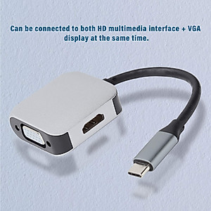 USB Type C Hub,HDMI Type C Hub Adapter,TypeC to HDMI Compatible + 1080P VGA USB Hub Docking Station Adapter,Plug and Play.