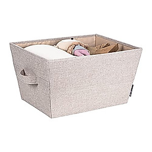 Bigso Tapered Storage Bin | Collapsible Fabric Storage Cubes for Organizing | Foldable Storage Bins for Shelves | Storage Baskets for Closets and Rooms with Handles | 13.4”x17.7”x9.8” | Large | Beige