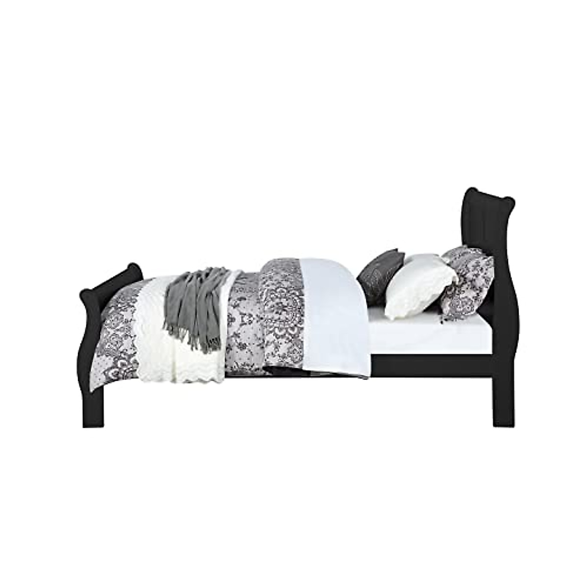 Aisurun Queen Size Platform Bed Frame with Headboard & Footboard, 500 Lbs Weight Capacity, Box Spring Needed, Black Queen Bed