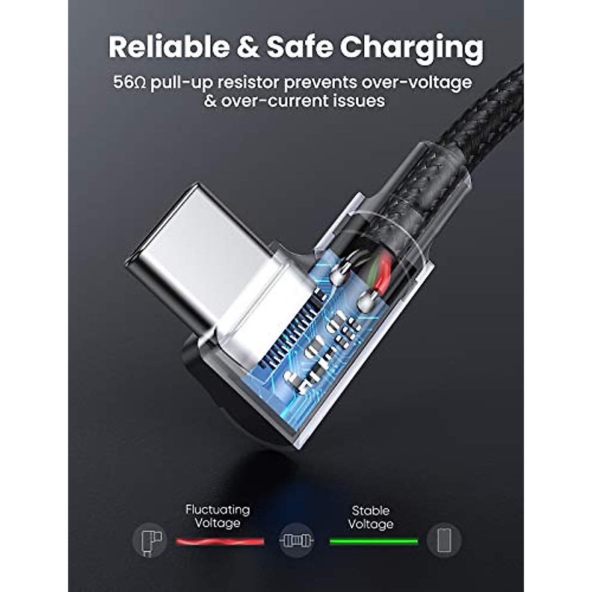 UGREEN Type C to Type C Cable 60W USB C Charger Cable 90 Degree Compatible with with MacBook Pro 2022, iPad Pro 2022, Samsung Galaxy S23/S22/Z Fold/Z Flip, Google Pixel 7/6a, Switch, etc. 3.3FT