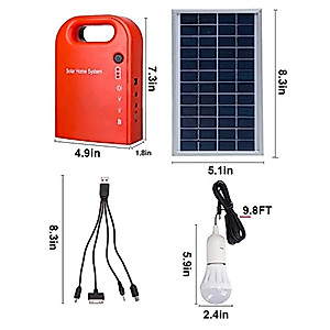 MeetUs Portable Home Outdoor Generation System Small DC Solar Panels Lighting Charging Generator Power System, 2 Pcs Lighting Bulb + 4 In 1 USB Charging Cable