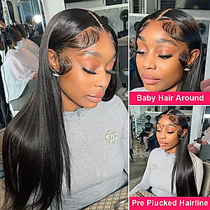 Queen Story 26 Inch Lace Front Wigs Human Hair 13x4 Straight Human Hair Lace Front Wigs For Black Women 180% Density Transparent HD Lace Front Wigs Human Hair Pre Plucked With Baby Hair