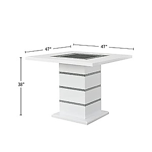 Acme Furniture Square Counter Height Table, White and Black