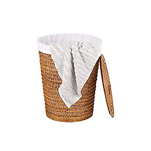 Cambria Rattan Laundry Hamper with Liner, Honey-Brown