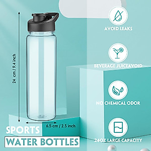 Mimorou 12 Pcs 24 OZ Water Bottles Bulk Reusable Plastic Sports Bottles Pack Portable Sports Water Cups for Adults School Teams Gym Hike Camping Cycling(Clear)