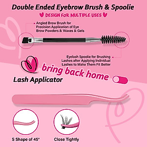 Lash Extension Kit 280Pcs Lash Clusters Eyelash Extension Kit with Lash Bond and Seal Lash Remover Lash Applicator Individual Lashes Kit Eyelash Brush Easy to Apply at Home(30D+40D-9-16mix Kit)