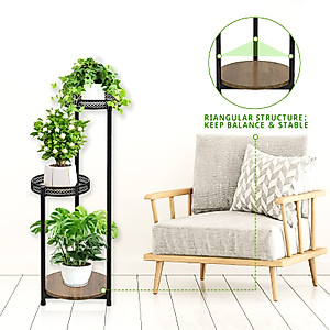 Oppro Plant Stand Indoor Outdoor Clearance, 3 Tier Metal Corner Plant Stands Shelf Holder, Tierd Stand Flower Shelf Display Rack for Living Room Balcony Garden Patio, Black
