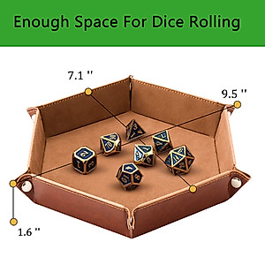 SHYVIA Dice Tray for RPG DND Table Games Metal Dice Rolling Tray Holder Dice Storage Box Larger Size Double Sided Folding PU Leather and Velvet 4 Pieces