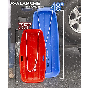 Avalanche Brands - 48" Classic Downhill Toboggan Snow Sleds - Red & Pink
