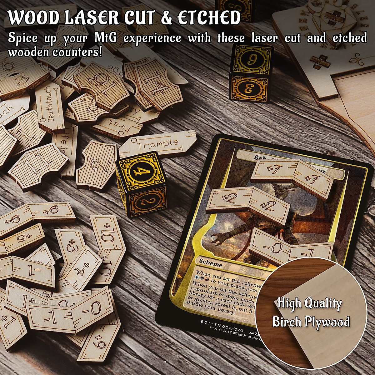 Ability, Loyalty and +1/+1 Counters Set of 194 Wood Keyword, Magic Tokens Compatible with Magic The Gathering, MTG