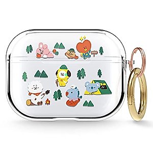 elago l BT21 Green Planet Case Compatible with Apple AirPods Pro, Durable TPU Material, Reduced Yellowing, Clear Protection, Supports Wireless Charging [Official Merchandise] (Forest)