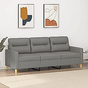 vidaXL 3-Seater Sofa Dark Gray 70.9" Fabric