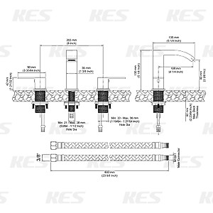 KES Waterfall Bathroom Faucet 8-inch, Widespread Bathroom Sink Faucet 3 Hole, 2 Handle Faucet for Bathroom Sink, SUS304 Stainless Steel Matte Black, L4355LF-BK