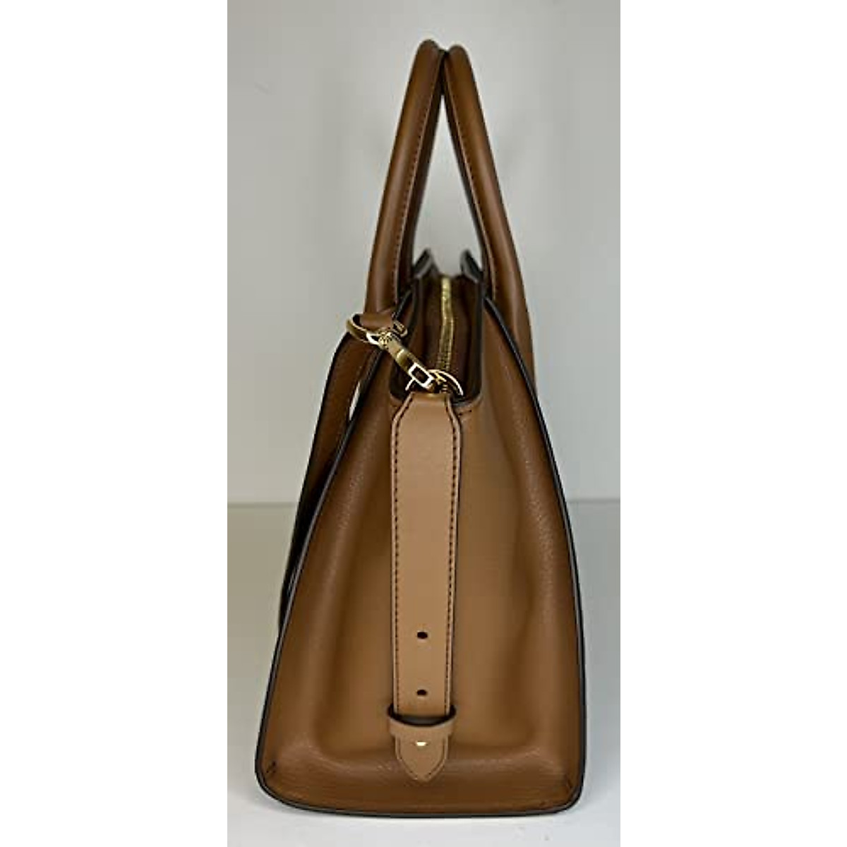 Michael Kors MICHAEL Michael Kors Avril Large Top-Zip Satchel bundled with Trifold Wallet Purse Hook (Signature MK Brown)