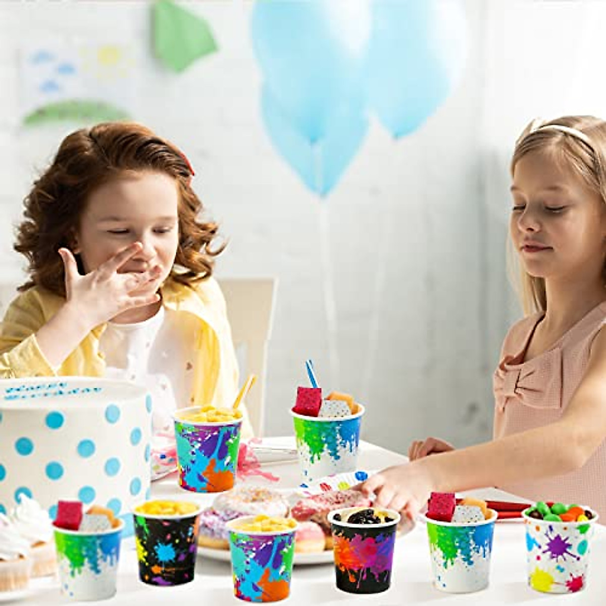 500 Pack 2 oz Paper Cups, Mini Mouthwash Cups, Disposable Bathroom Cups, Small Paper Drinking Cups Espresso Cups for Home Office Travel Picnic Party Supplies (Artist Paint)