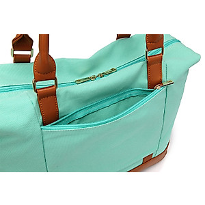 Bluboon Women Ladies Canvas Weekender Bag Overnight Carry-on Tote Duffel in Trolley Handle (MintGreen)