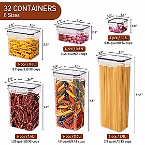 64 PCS Airtight Food Storage Containers With Lids BPA Free,Cereal Containers Storage for Kitchen Pantry Organization and Storage, Dishwasher safe,Include Labels Marker Spoon Set,Cereal, Flour Sugar