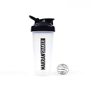 Makran Shaker Bottle (2 Packs) 20 oz - Shaker Bottle for Pre & Post Workout Drinks - Protein Mixer Shaker Bottel with Metal Ball for Gym - Black & Clear White - BPA Free Gym Shaker Bottles