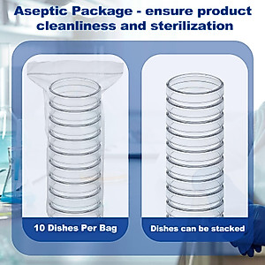 CryoKing 500 Pack Petri Dish, 60×15mm Sterile Thick Petri Dishes with Lid, Clear Stackable Thick Plastic Culture Dishes for Lab Experiment, School Science Project, Myclogy, Biology