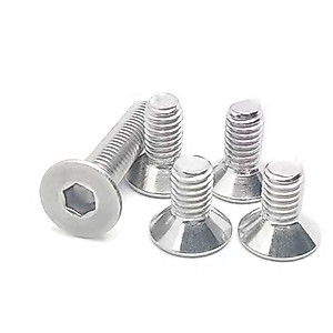 M10-1.5 x 40mm Flat Head Socket Cap Screws Bolts, Stainless Steel 18-8 (304), Bright Finish, Allen Socket Drive,Machine Screws Inner Hex Screw Fasteners Bolts 6 Pcs