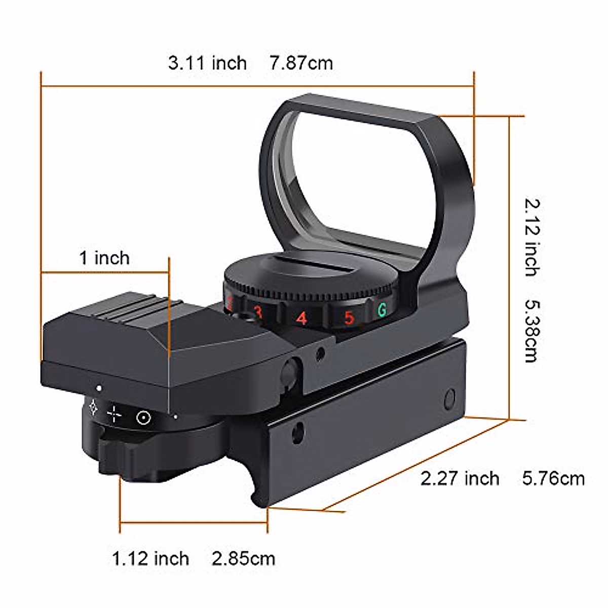 Feyachi Reflex Sight - Adjustable Reticle (4 Styles) Both Red and Green in one Sight!