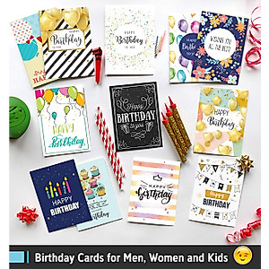 60 Happy Birthday Cards Assortment - Bday Cards in Bulk - 5x7 Assorted Variety Box Set Pack Unique Designs with Envelopes - Birthday Card for Men Women Kids - for Office - Greeting Message Inside