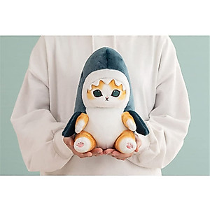 TQJOUJOU Cute Shark Cat Plush Toy, 8'' Cat Face Shark Stuffed Animal Plushies Doll, Kawaii Soft Stuffed Cat Shark Pillow for Boys and Girls Birthday Gift (Blue)