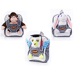 JiKeNi children's backpack, rabbit toy, boy and girl backpack, plush bag rabbit soft doll 10 inches (white)
