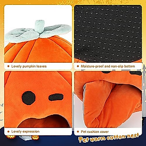 YUEPET Halloween Rabbit Bed Warm Bunny Hideout House, Cozy Washable Small Animal Hideout for Guinea Pig Rabbit Bunny Ferret Chinchilla 11.8"×11.8"