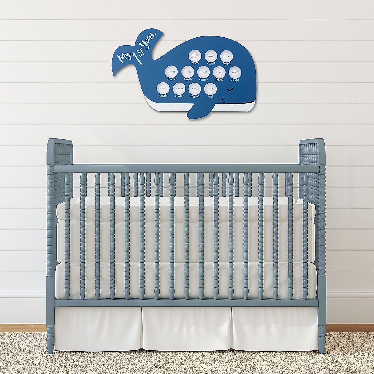 Baby Aspen My First Year Whale Hanging Frame | Timeline Picture Frame for Babies by Month