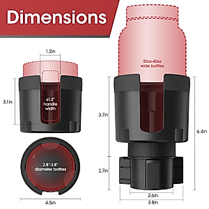 AUJEN Cup Holder Expander for Car - Upgraded Extender Cup Holder w/Offset Option, Adjustable Car Cup Holder Expander, Versatile Car Accessories，Large Bottles & Big Drinks，1 Pieces