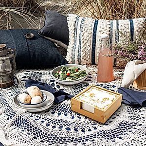 Bamboo Napkin Holder Square, 7.5" x 7.5" x 2.5", Wood Napkin Tray, Wooden Guest Towel Holder for Kitchen Table Countertop