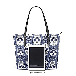 Skulls Light Purple Background Handbags Shoulder Bags Leather Crossbody Handbag for Women Tote Satchel