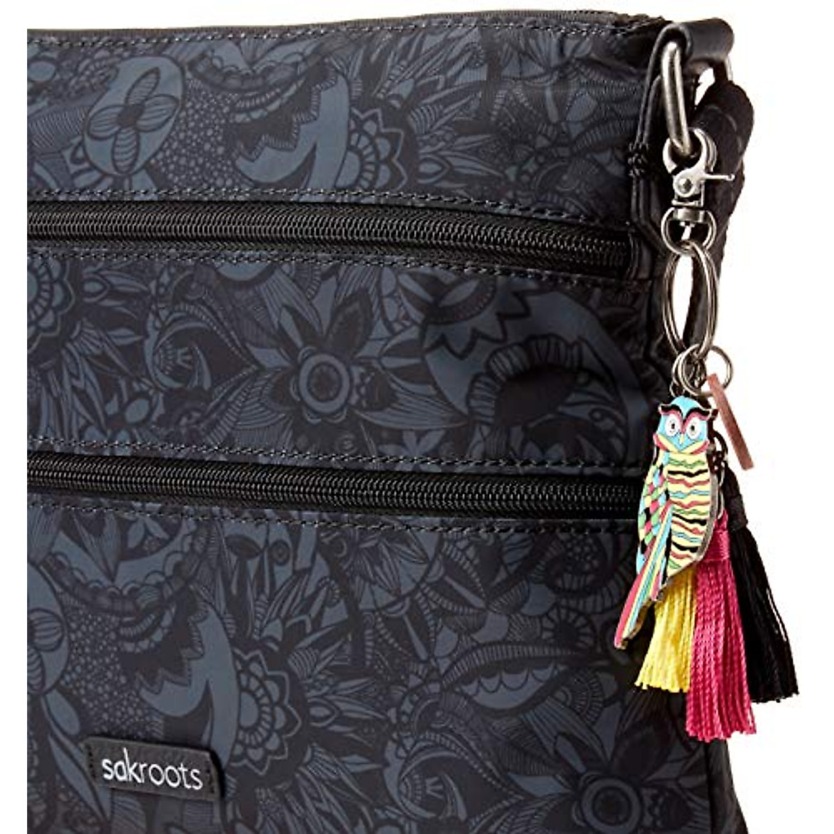 Sakroots womens Women's in Eco-twill, Multifunctional Purse With Adjustable Strap & Zipper Pockets, Sustainable Cross Body Handbag, Black Spirit Desert, One Size US