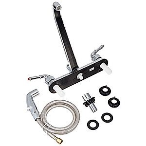 EZ-FLO Kitchen Faucet, Two-Handle Non-Metallic, Washerless Deck Mount with Side Spray, Polished Chrome Finish, EZ-10125