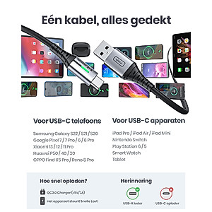 USB C Cable, INIU [5 Pack 3.1A] QC Fast Charging USB Type C Cable, Nylon(3.3+3.3+6.6+6.6+10ft) Phone Charger USB-C Cables for Samsung Galaxy S21 S20 S10 Plus Note 10 LG Google Pixel OnePlus Huawei etc