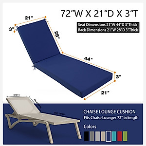 idee-home Chaise Lounge Cushions Outdoor, Lounge Chair Cushions Outdoor Lounge Cushions for Outdoor Furniture Weather and Stain Resistant Patio for Lawn Pool