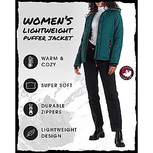 CANADA WEATHER GEAR Women’s Jacket – Lightweight Quilted Puffer Coat – Casual Jacket for Women (S-XL), Size X-Large, Ponderosa Green