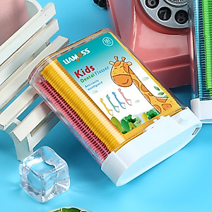 Kids Flossers Dispenser- LIAMOSS Dental Floss Picks Dispenser-Disposable Floss Sticks Dispenser,88 Count Flossing(Pink+Yellow),Hygiene and Organizer,More Convenient