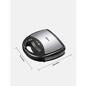 Sandwich Maker 3 in 1, Waffle Make with Removable Plate, Electric Panini Press Grill, Sandwich Toaster with Detachable Non-stick Coating, LED Indicator Lights, Cool Touch Handle, Black