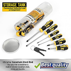 Amartisan 10-Piece Magnetic Screwdrivers Set, 5 Phillips and 5 Slotted Tips Professional Cushion Grip Screwdriver Set